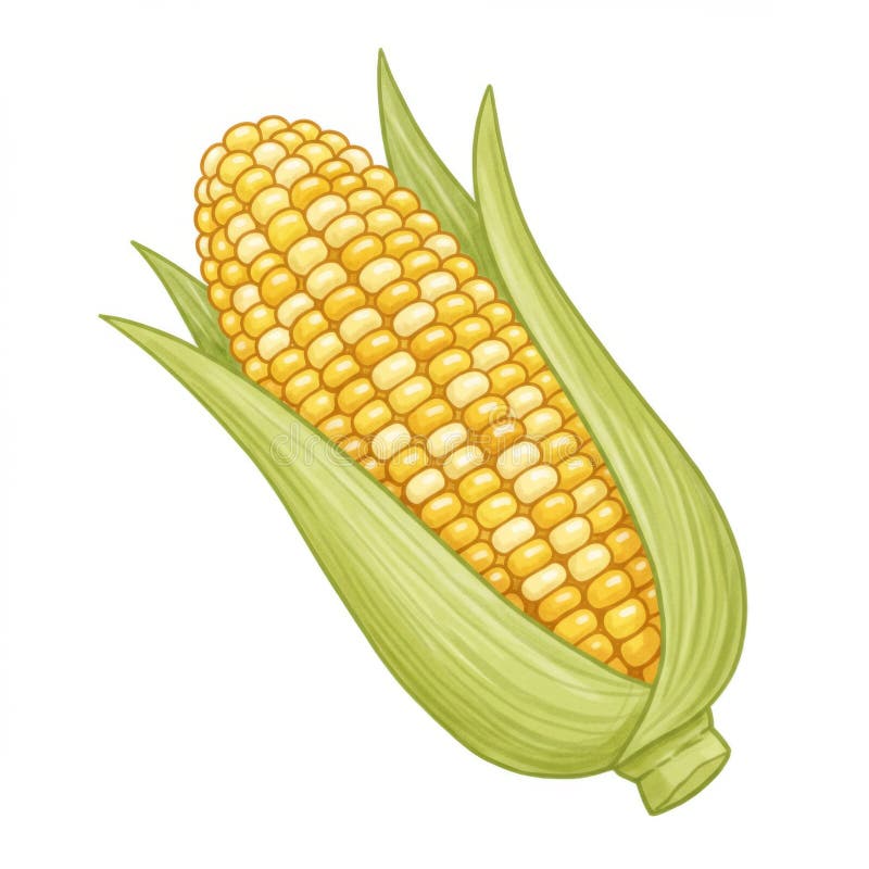 Fresh Yellow Corn Illustration on White Background Stock Illustration ...