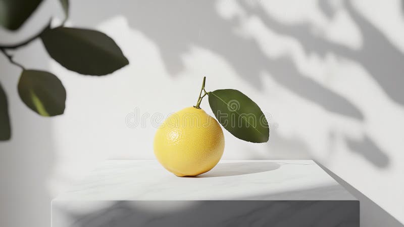 Fresh Yellow Lemon with Green Leaves on Display Stock Illustration ...