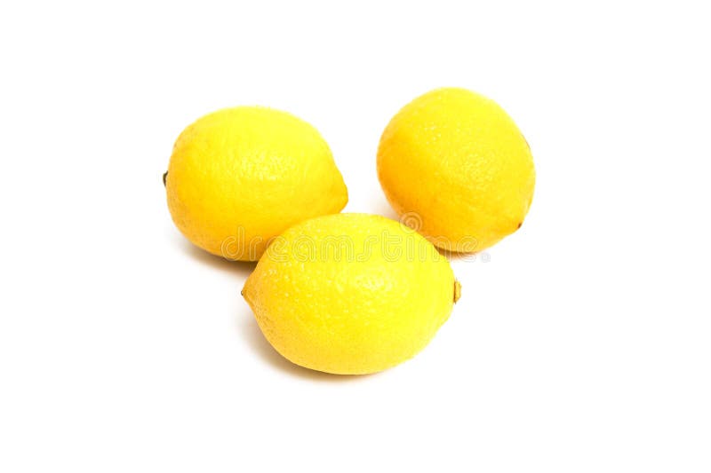 Fresh Yellow Lemons Isolated on White Backgrund Stock Photo - Image of ...