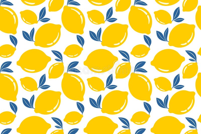 Fresh Lemons with Leaves Seamless Vector Pattern on Light Abstract ...