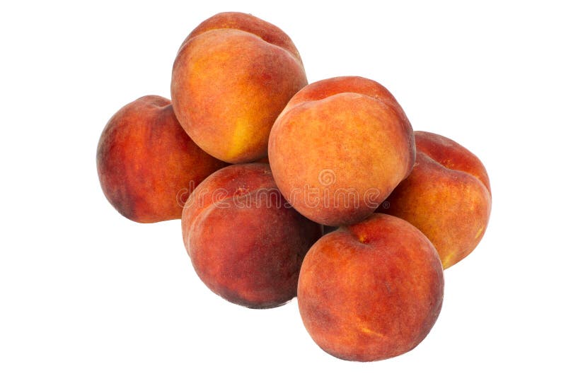 Fresh Yellow Peaches Isolated on White Stock Image - Image of harvest ...