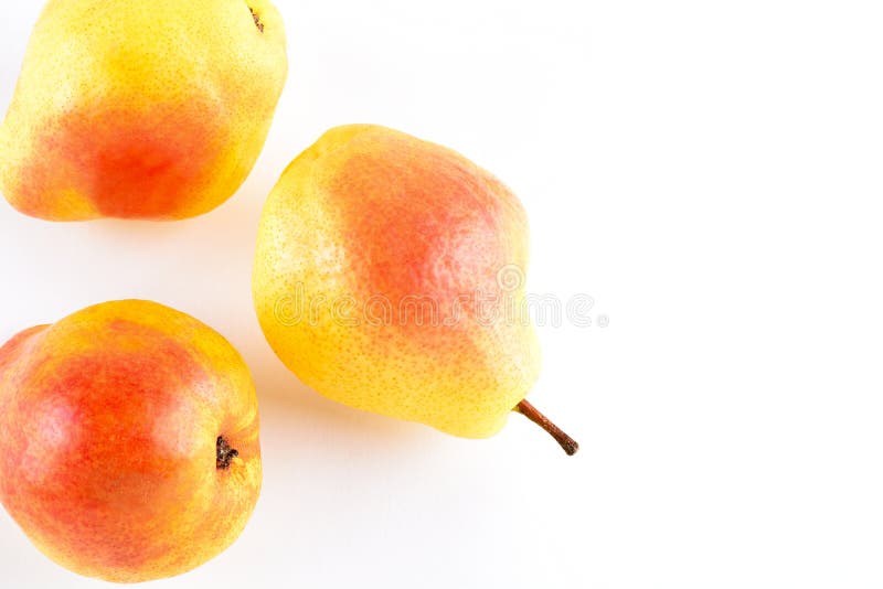 Fresh Yellow Pears Isolated on White Background Stock Photo - Image of ...