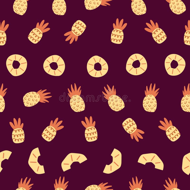 Fresh Yellow Pineapples Slices Fun Pattern Stock Vector - Illustration ...