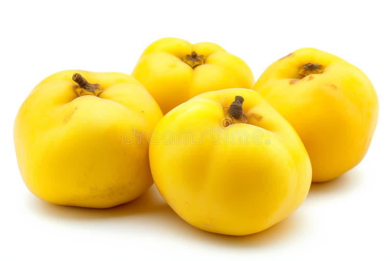 Fresh Yellow Quinces Isolated on White Background. Stock Image - Image ...