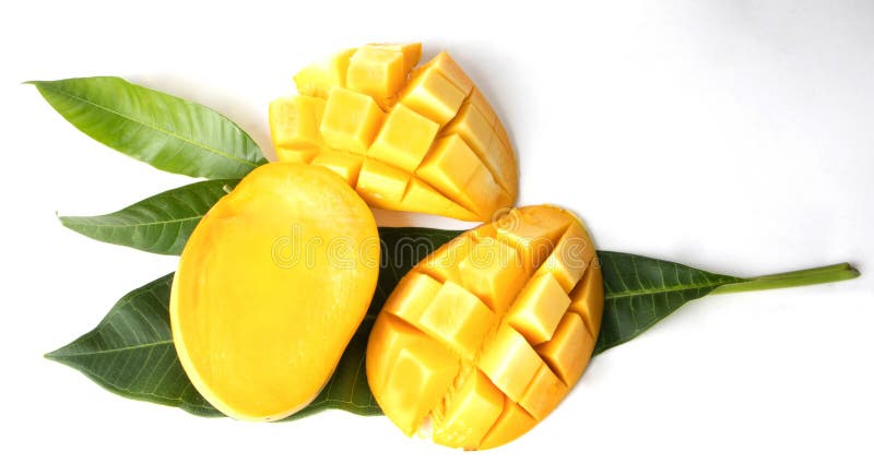 Fresh Yellow Ripen Mango with Leaf Isolated Stock Photo - Image of ...