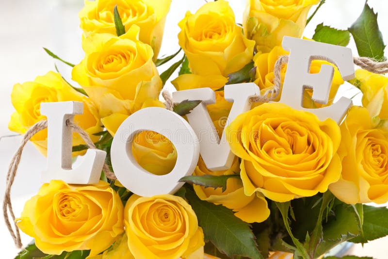 Fresh yellow roses stock photo. Image of bouquet, bloom - 47774086