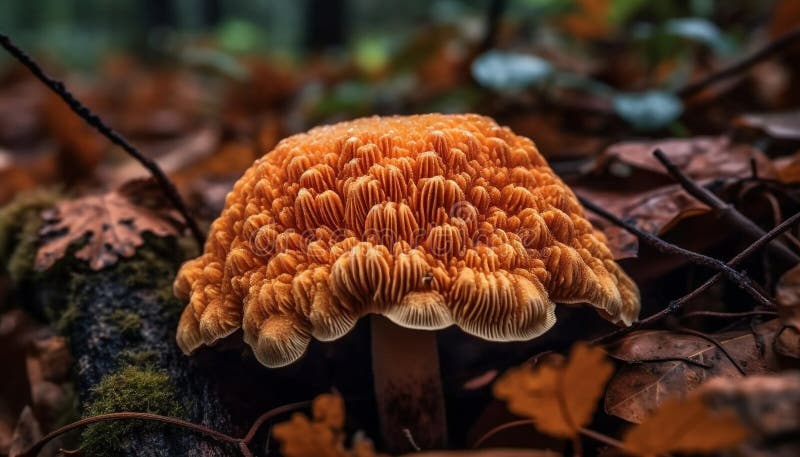 Fresh Yellow Toadstool Cap, a Macro Beauty Generated by AI Stock ...