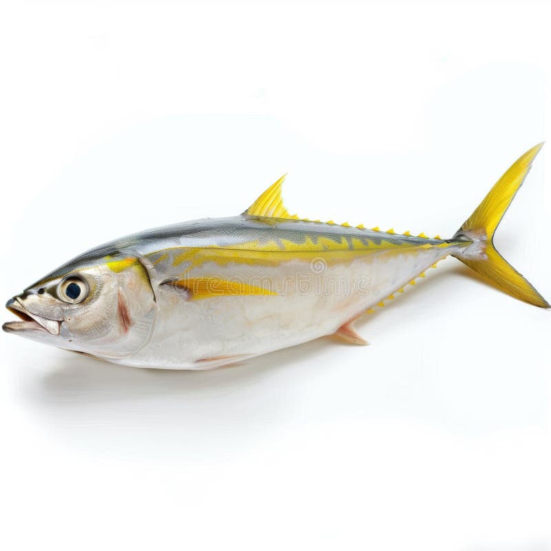 Fresh Yellowfin Tuna on Studio White Background Stock Illustration ...