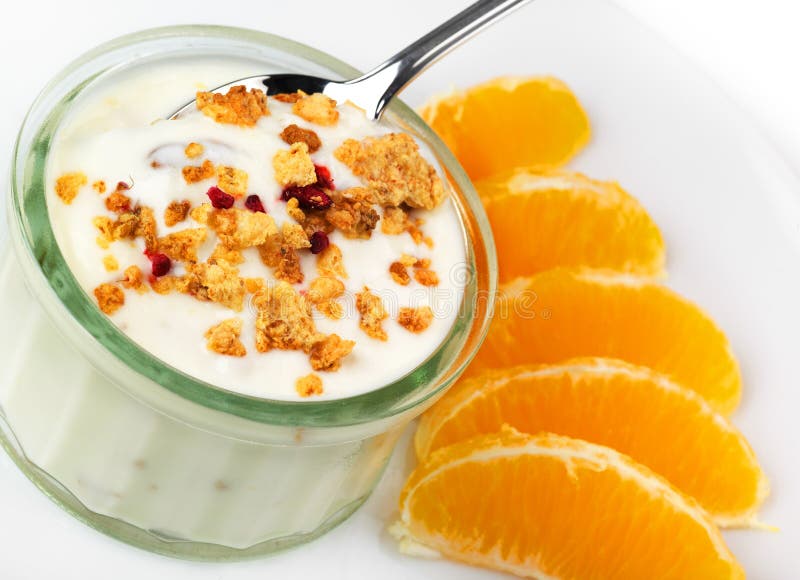 Fresh Yogurt Pot with Orange Stock Photo - Image of diet, dessert: 2217950