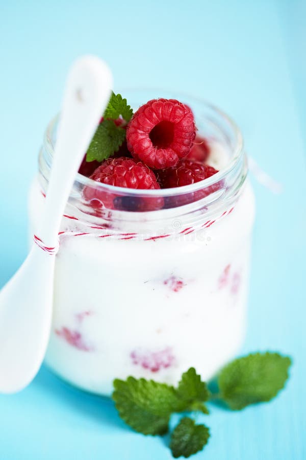 Fresh Yogurt With Raspberry Stock Image - Image of fresh, dessert: 24804277