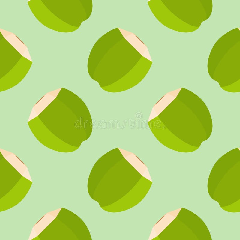 Fresh Young Coconut Seamless Pattern Isolated on Color Background ...
