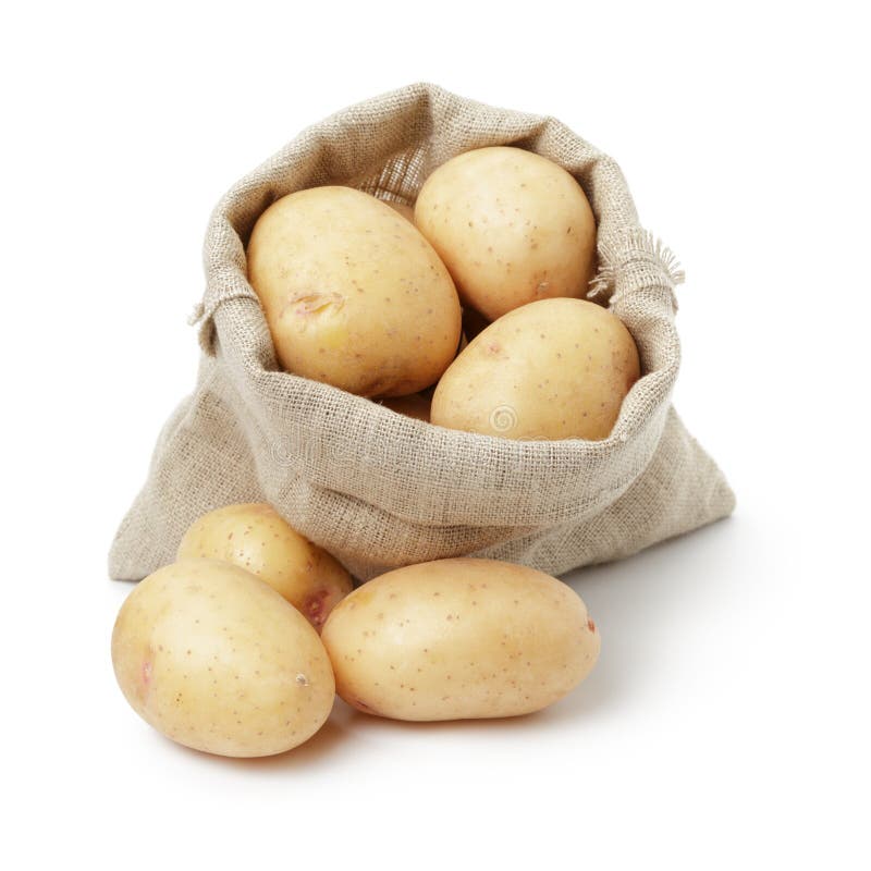 Fresh Young Potato in Sack Bag Stock Photo - Image of organic, potato ...
