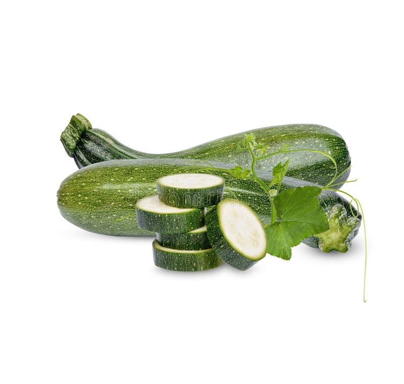 Fresh Zucchini with Leaves Isolated on White Background Stock Photo ...