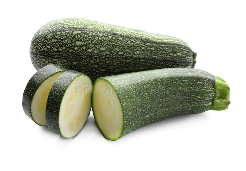 Fresh Zucchini on White Background Stock Photo - Image of cook, pieces ...