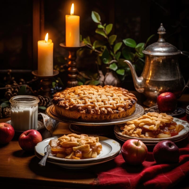 Freshly Baked Apple Pie on a Rustic Table. Generative AI Stock ...