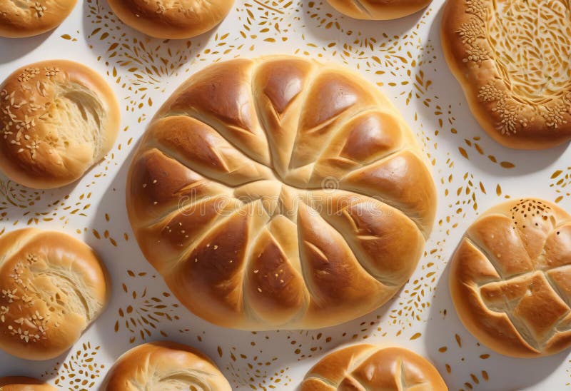 Freshly Baked Arabic Bread with a Golden Crust Stock Illustration ...
