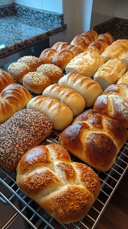 Freshly Baked Assorted Bread Rolls on Display at a Local Bakery for ...