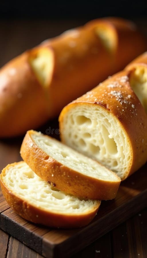 Freshly Baked Baguette Sliced into Thin Strips Crispy Fresh Stock Illustration - Illustration of ...