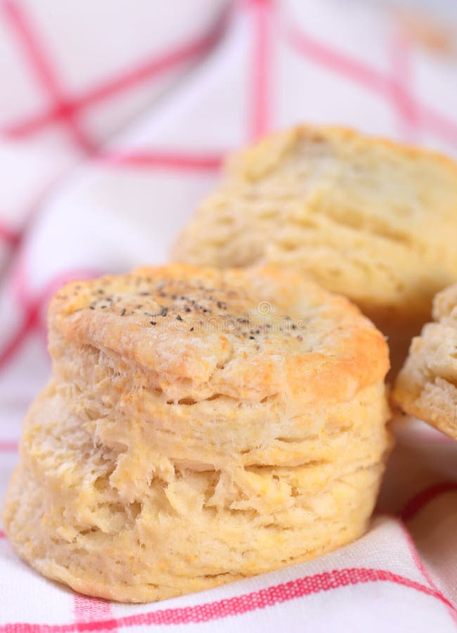 Freshly Baked Biscuits in a Serving Basket Stock Photo - Image of ...