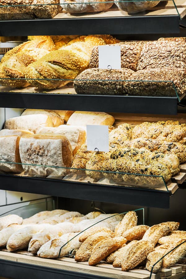 Freshly Baked Bread and Bakery Products on the Counter Stock Photo ...