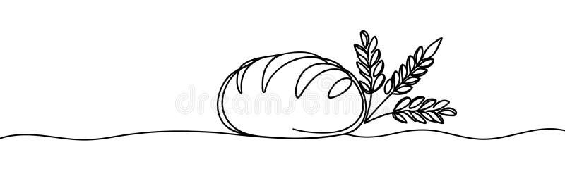 Freshly Baked Bread Continuous One Line Drawing Stock Vector ...