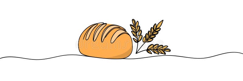 Freshly Baked Bread Continuous One Line Drawing Stock Vector ...
