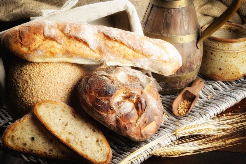Freshly Baked Bread in Countryside Setting Stock Image - Image of loaf ...