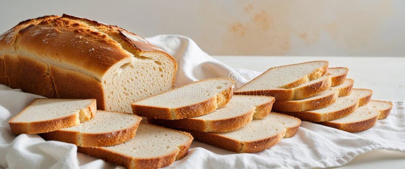 Freshly Baked Bread Cut Open with Sliced Pieces Presented Nicely Stock ...