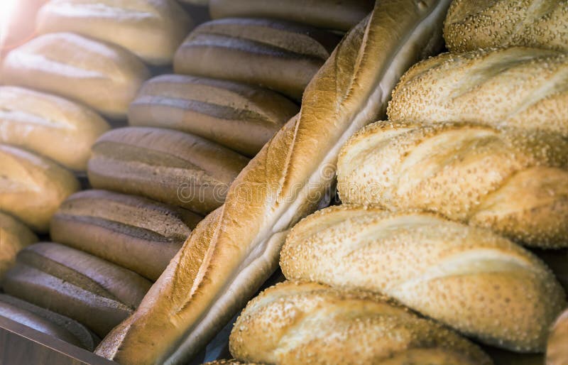 Freshly Baked Bread of Different Types and Varieties Stock Image ...