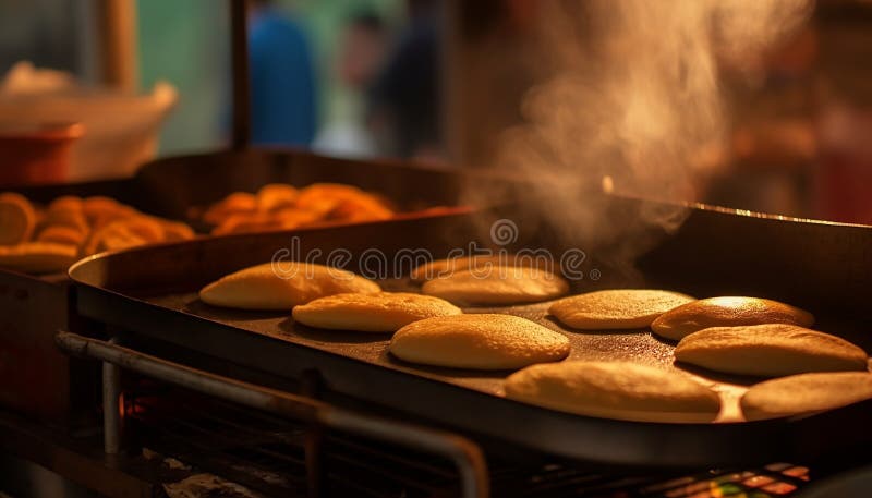 Freshly Baked Bread on a Hot Stove, a Gourmet Meal Generated by AI ...