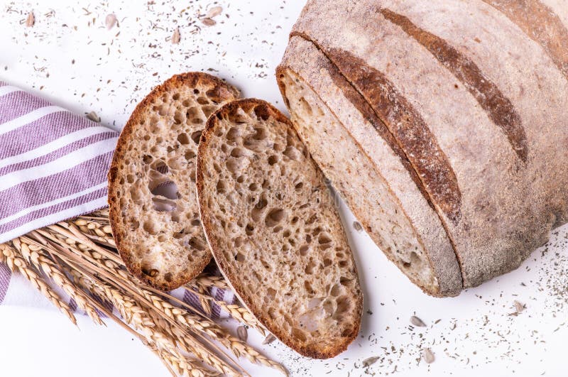 Freshly Baked Bread Isolated on White Background Stock Photo - Image of ...