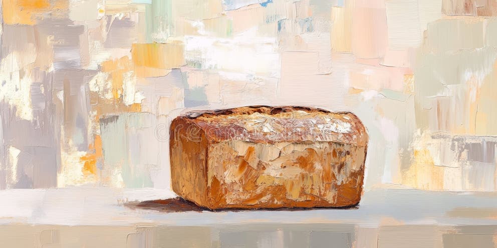 Freshly Baked Bread Loaf on a Light Background with Textures Stock ...