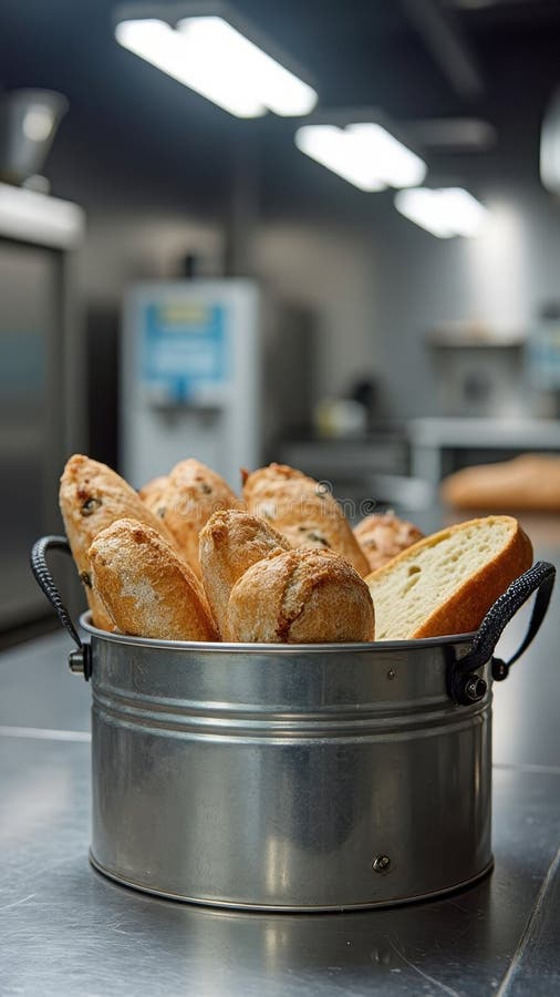 Freshly Baked Bread Metal Container Kitchen Counter Stock Photos - Free ...
