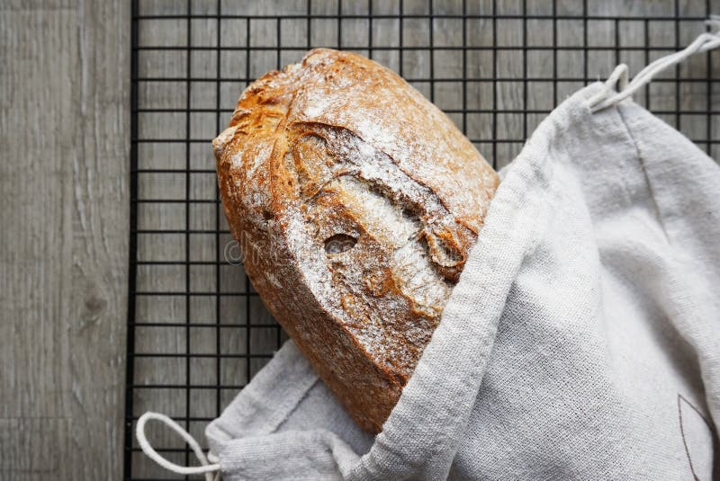 Freshly Baked Bread on a Mesh Tray Stock Image - Image of grain ...