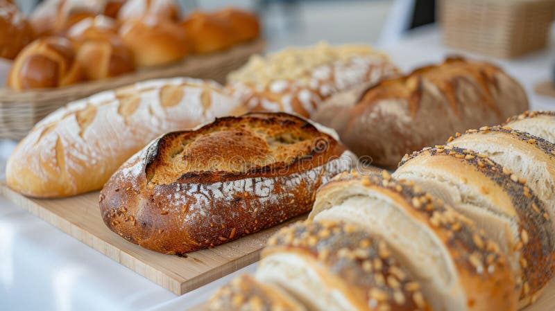 Freshly Baked Bread and Pastries Displayed on Shelves at a Bakery Shop ...