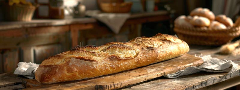 Freshly Baked Bread on the Table. Selective Focus Stock Illustration ...