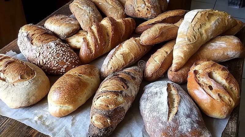 Freshly Baked Bread of Various Shapes and Sizes Stock Photo - Image of ...