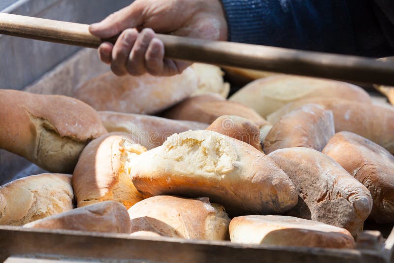 Freshly Baked Bread in Wood Stock Photo - Image of freshly, baker: 35063086