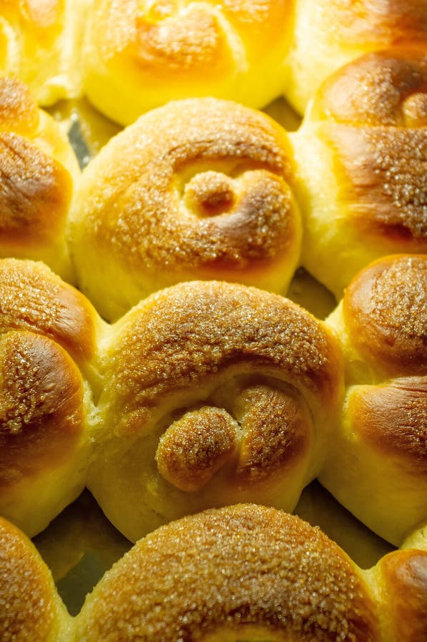 Freshly Baked Buns on a Baking Sheet Stock Photo - Image of bread ...