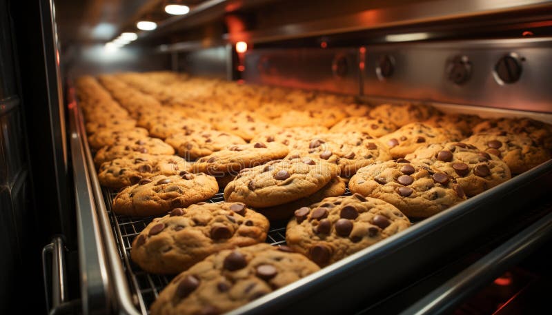 Freshly Baked Chocolate Chip Cookies Cooling on a Metal Rack Generated ...