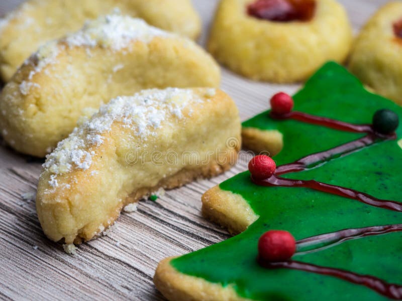 Freshly Baked Christmas Tree Cookies Stock Image - Image of defocused ...