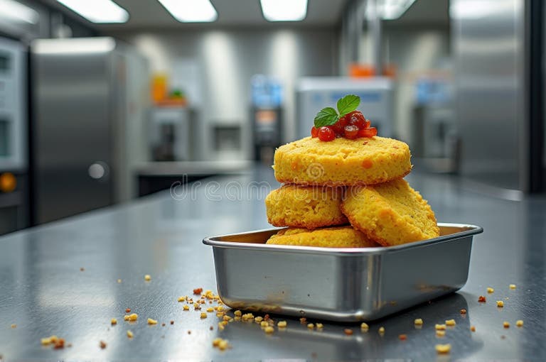 Freshly Baked Cornbread Stacked in Commercial Kitchen Setting Stock ...