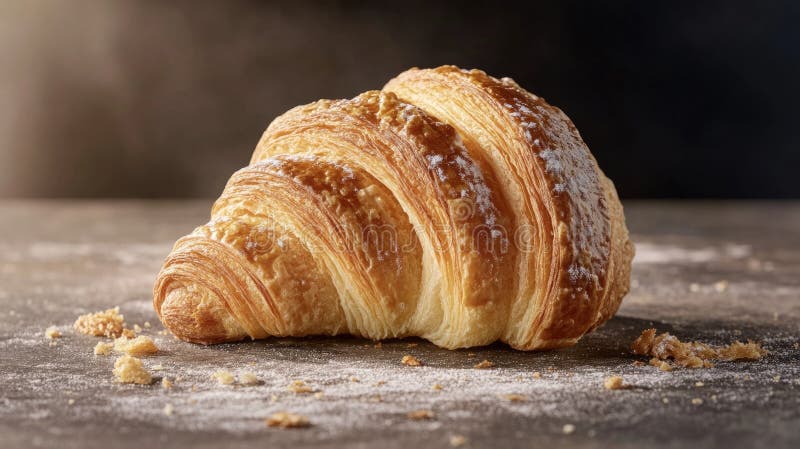 Freshly Baked Croissant Sitting on a Rustic Wooden Table, Ready for ...