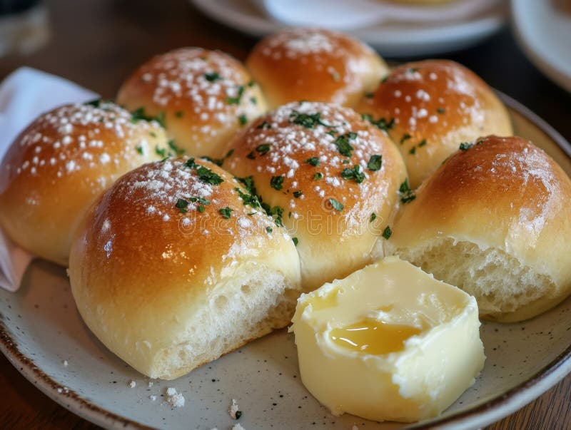 Freshly Baked Dinner Rolls with Butter Stock Illustration ...