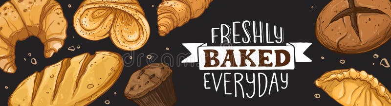 Fresh bread poster stock vector. Illustration of concept - 145684363