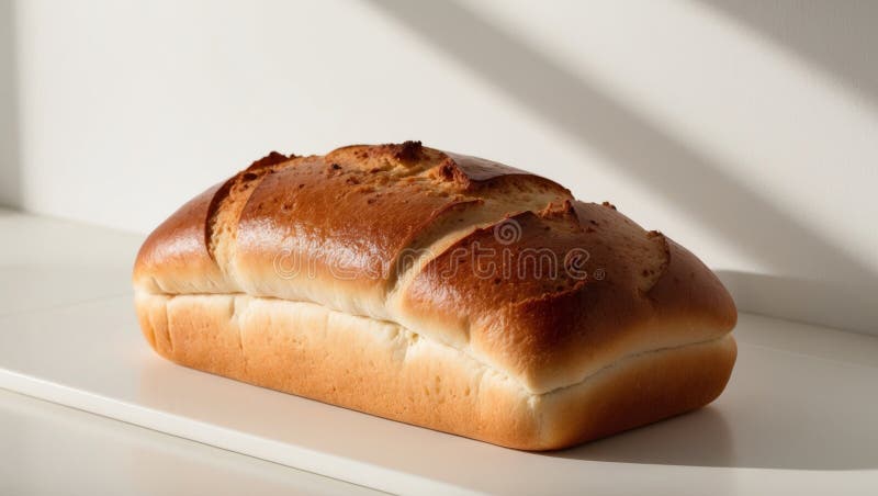 Freshly Baked Golden Bread Loaf with a Crisp Crust on a Clean Surface ...
