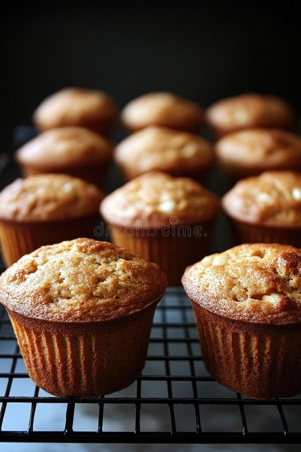 Freshly Baked Golden Brown Muffins Cooling on a Wire Rack Stock Image ...