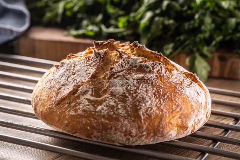 Freshly Baked Home-made Uncut Loaf of Bread Stock Photo - Image of loaf ...