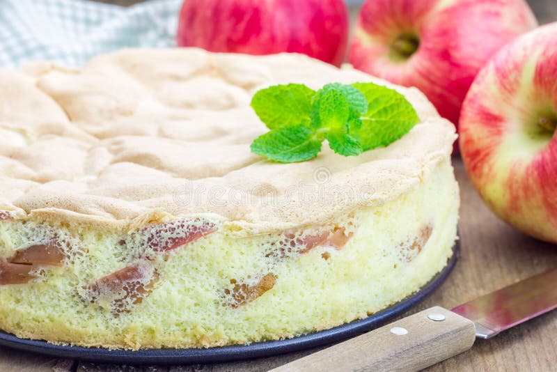 Freshly Baked Homemade Apple Sponge Cake Stock Photo - Image of dough ...