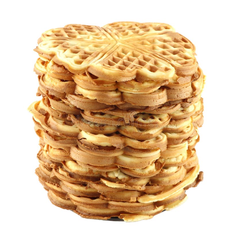 Freshly Baked Homemade Waffles Stacked in a Stack on a Plate. Stock ...